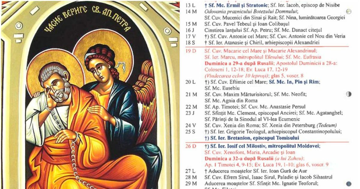 Ce sărbătoare este în Calendarul ortodox pe 16 ianuarie 2025? Povestea lanțului Sfântului ...