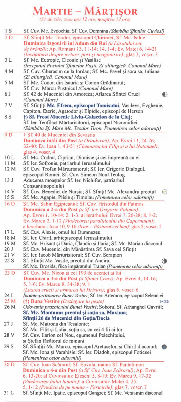 Ce sărbătoare este în Calendarul ortodox pe 16 martie 2025? - Stirile ...