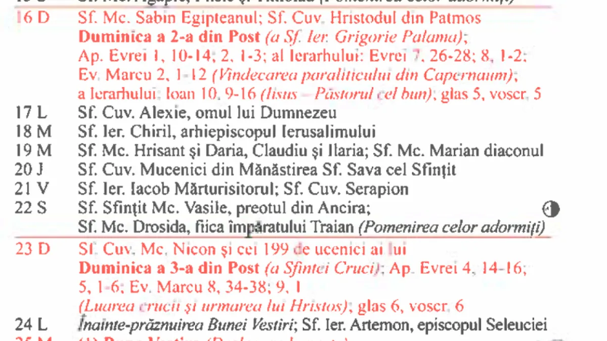 Ce sărbătoare este în Calendarul ortodox pe 27 martie 2025? - Stirile ...