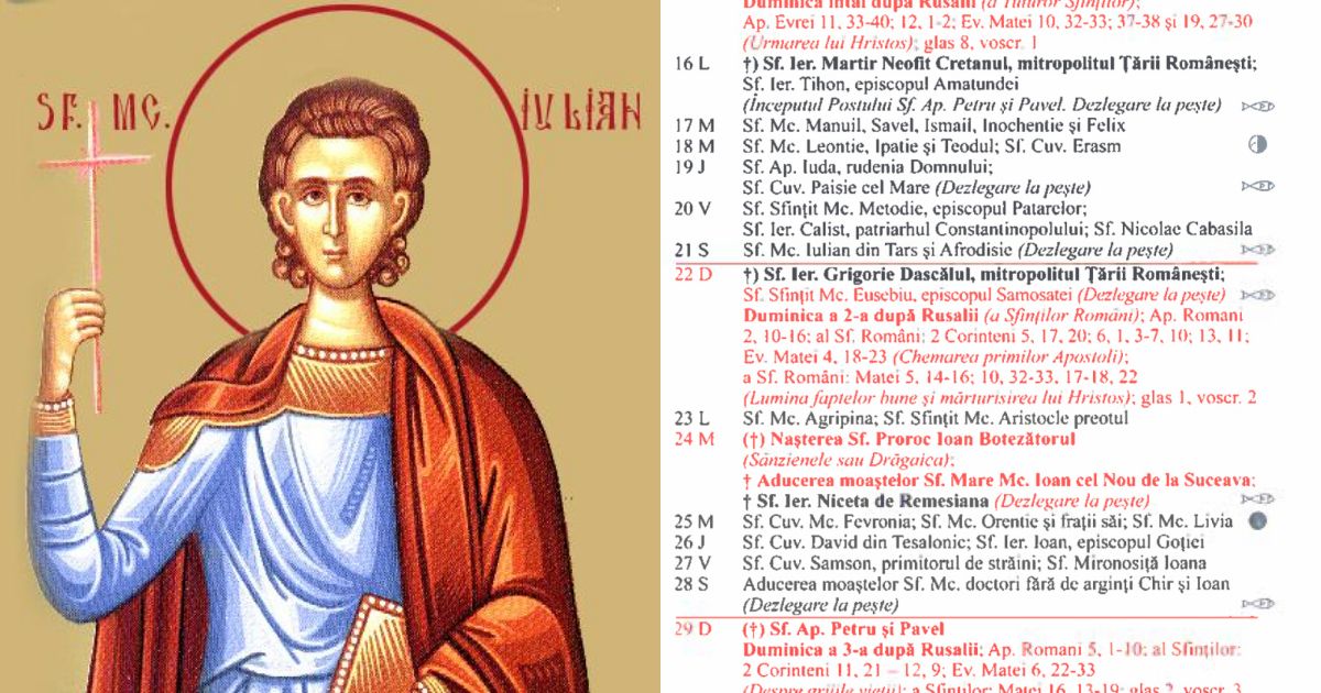 Ce sărbătoare este în Calendarul ortodox pe 21 iunie 2025? - Stirile ...