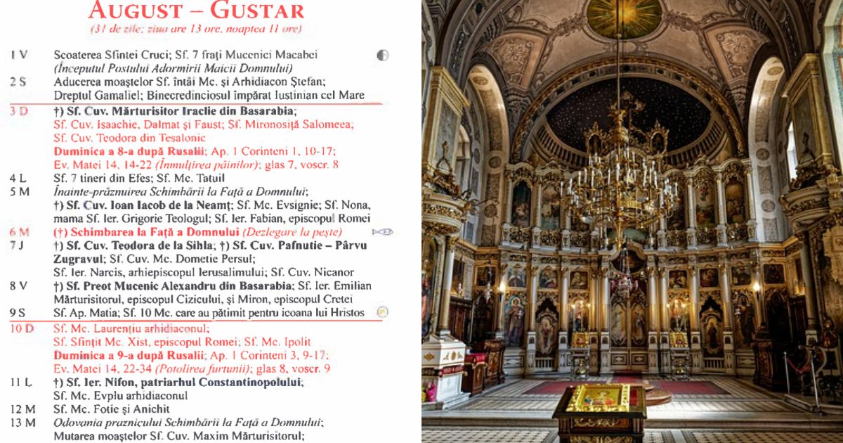 Ce sărbătoare este în Calendarul ortodox pe 8 august 2025? - Stirile ...