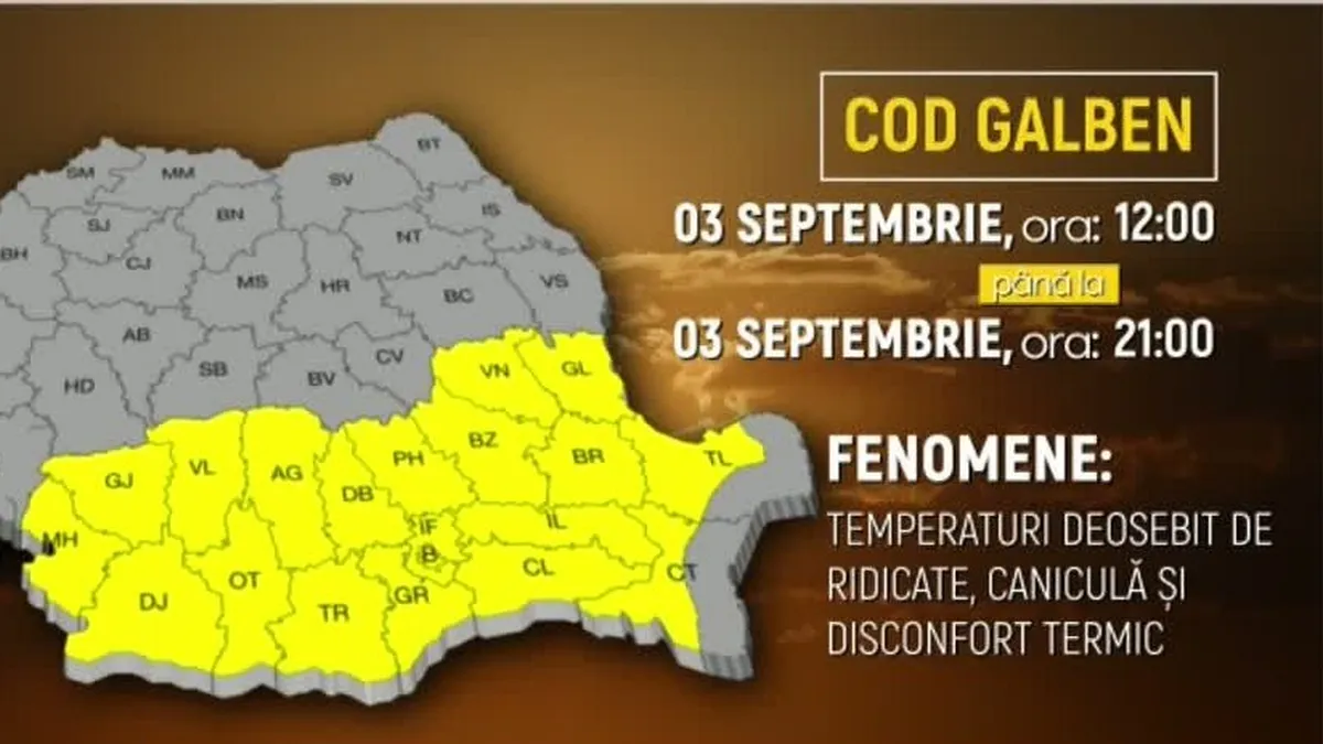 VIDEO Cod galben de caniculă pentru aproape jumătate din țară. Temperaturile ajung până la 37 de ...