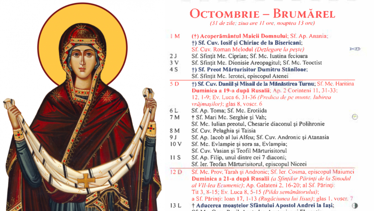 Sărbătoare cu cruce roșie în Calendarul ortodox pe 1 octombrie 2025: Ce semnificație are ...