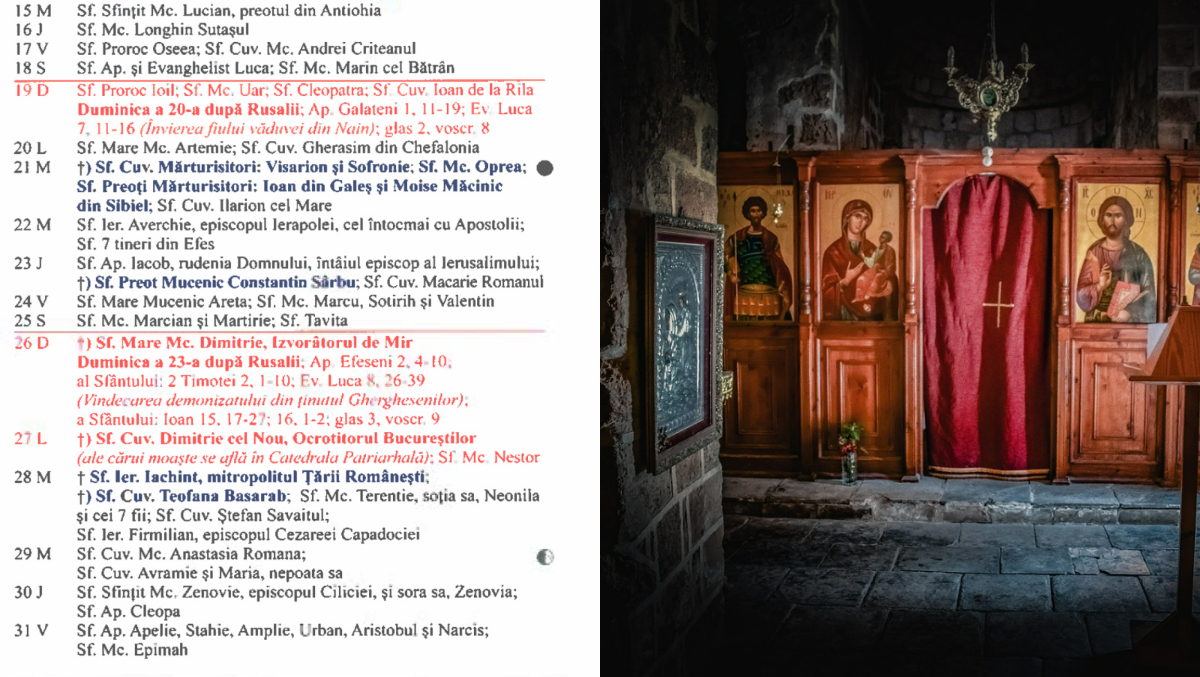 Ce sărbătoare este în Calendarul ortodox pe 23 octombrie 2025? Este cruce neagră - Stirile Kanal D