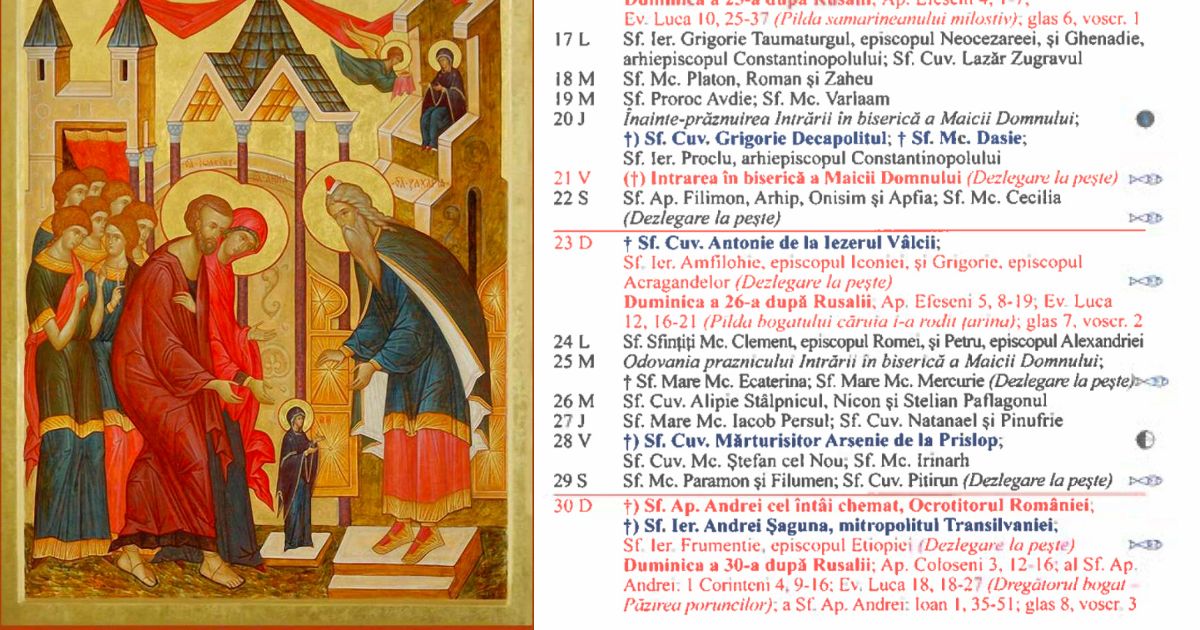 Este sărbătoare mare pe 21 noiembrie 2025 în Calendarul ortodox! Ce nu ...