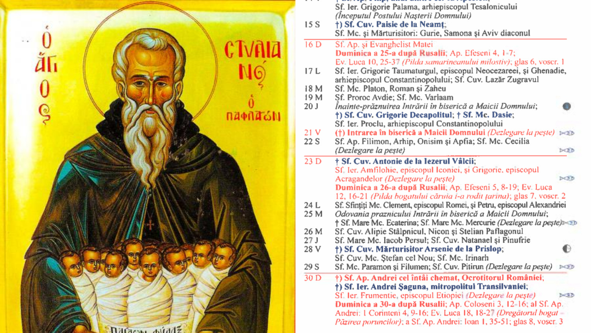 Ce sărbătoare este în Calendarul ortodox pe 26 noiembrie 2025 ...