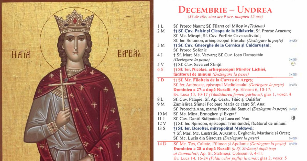 Ce sărbătoare este în Calendarul ortodox pe 4 decembrie 2025? - Stirile ...