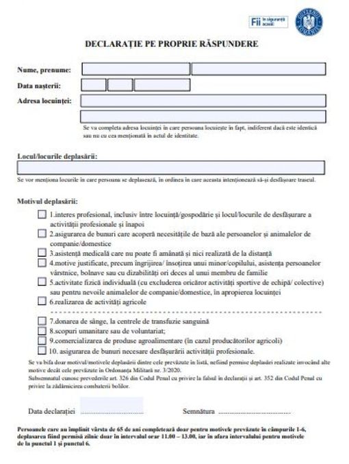 Declarație pe proprie răspundere: Cum se completează corect - Stirile ...