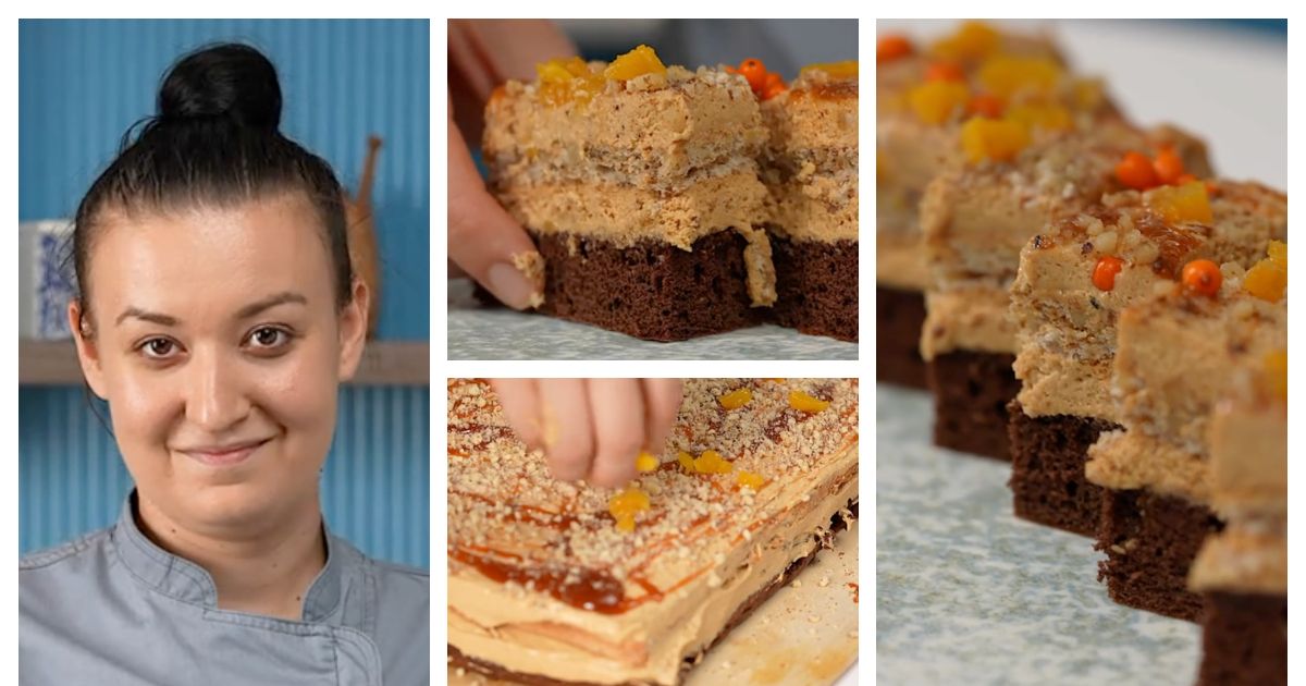 Prăjitură cu caramel, piersică și cătină, rețeta pregătită de Roxana ...