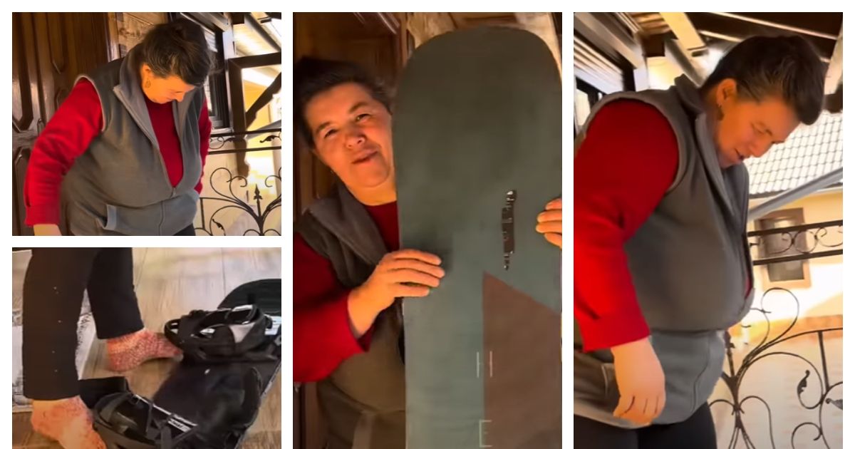 Iancu Sterp și-a luat prin surprindere mama cu o placă de schi! Mama ...