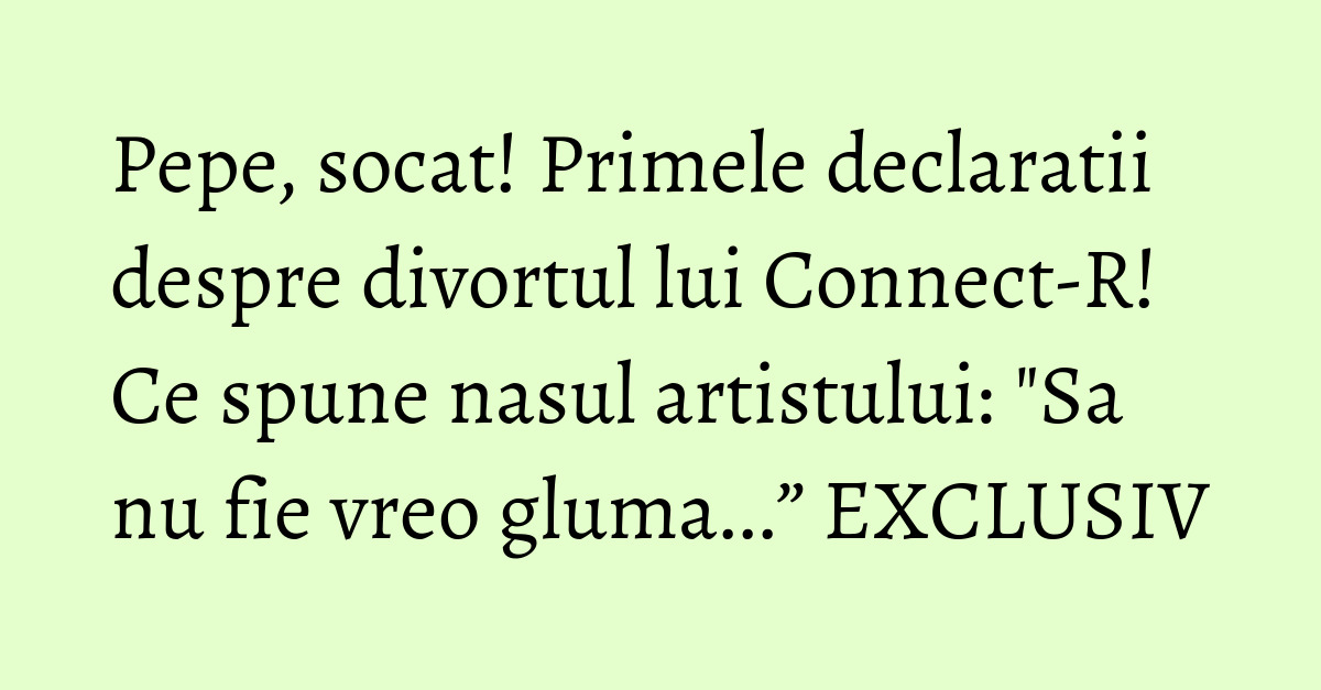 Connect-R a divortat de Misha in mare secret - KFetele