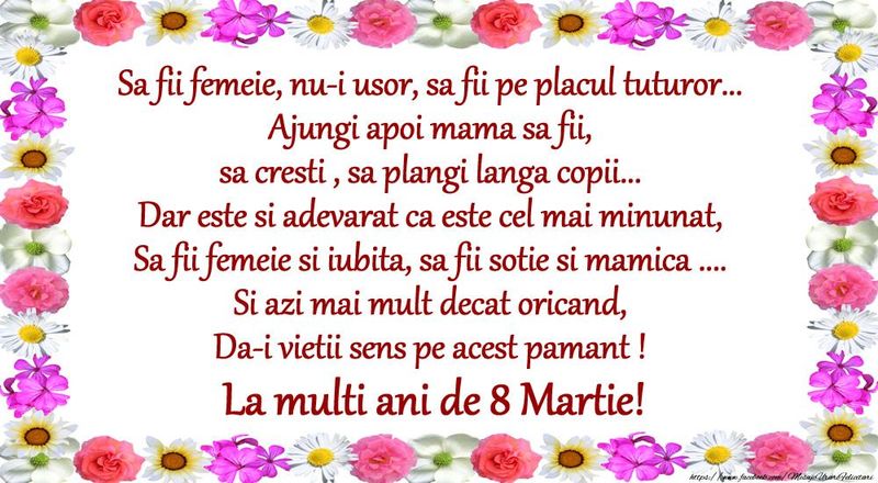 Mesaje de 8 Martie.Urări de 8 martie. Felicitări 8 martie. Ziua Femeii ...