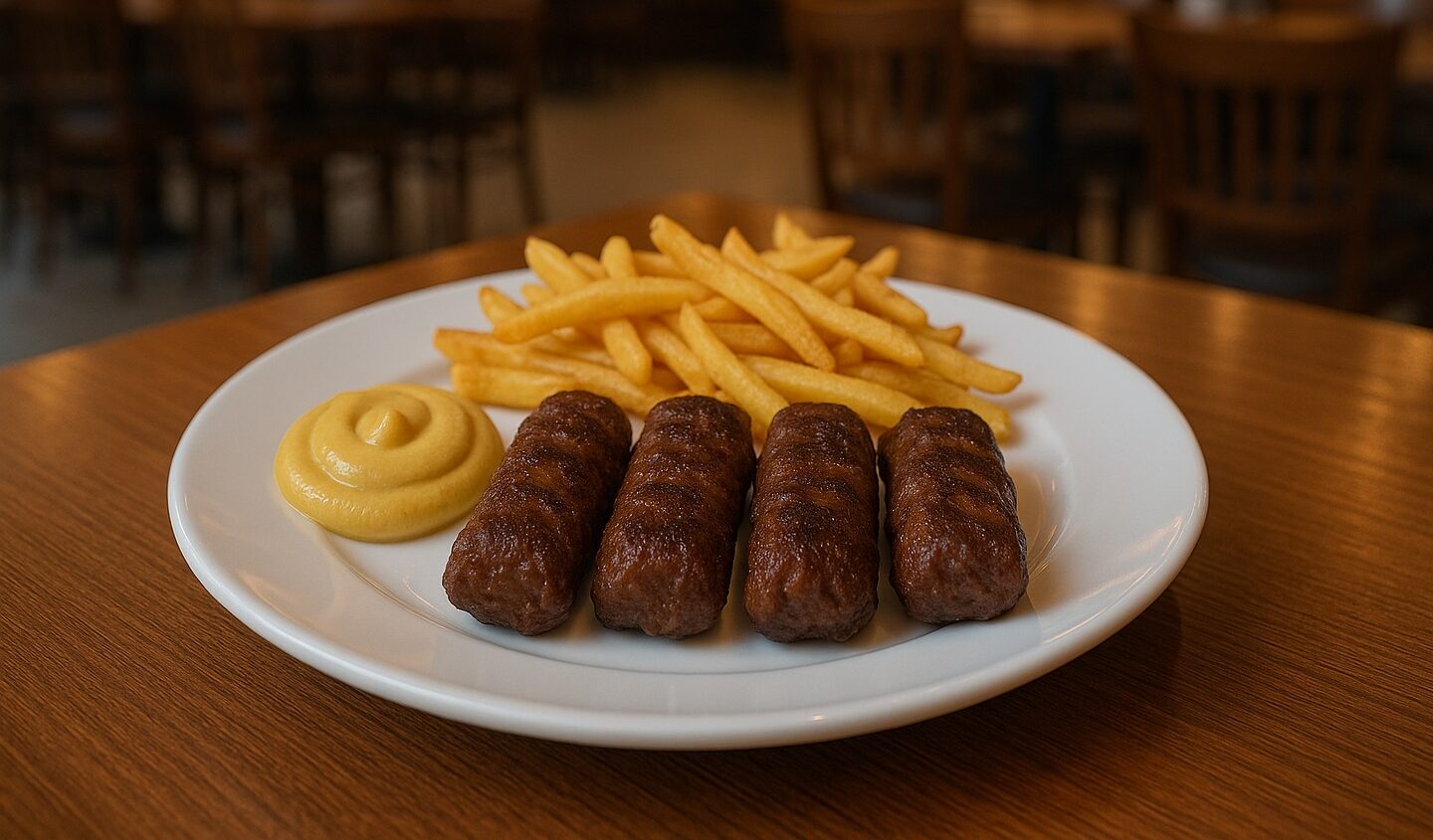 Cât costă o porție de mici cu muștar și cartofi prăjiți de 1 mai 2025 ...