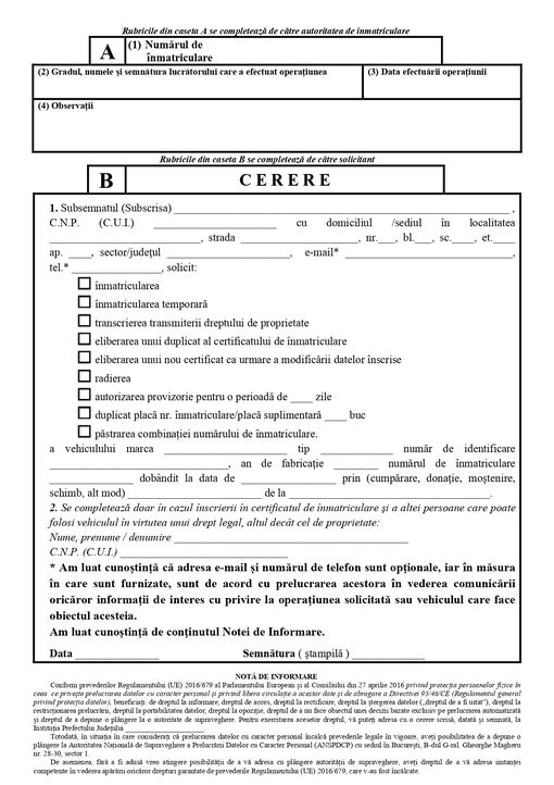 Cerere de înmatriculare auto: Cum trebuie completată? - Radio Impuls