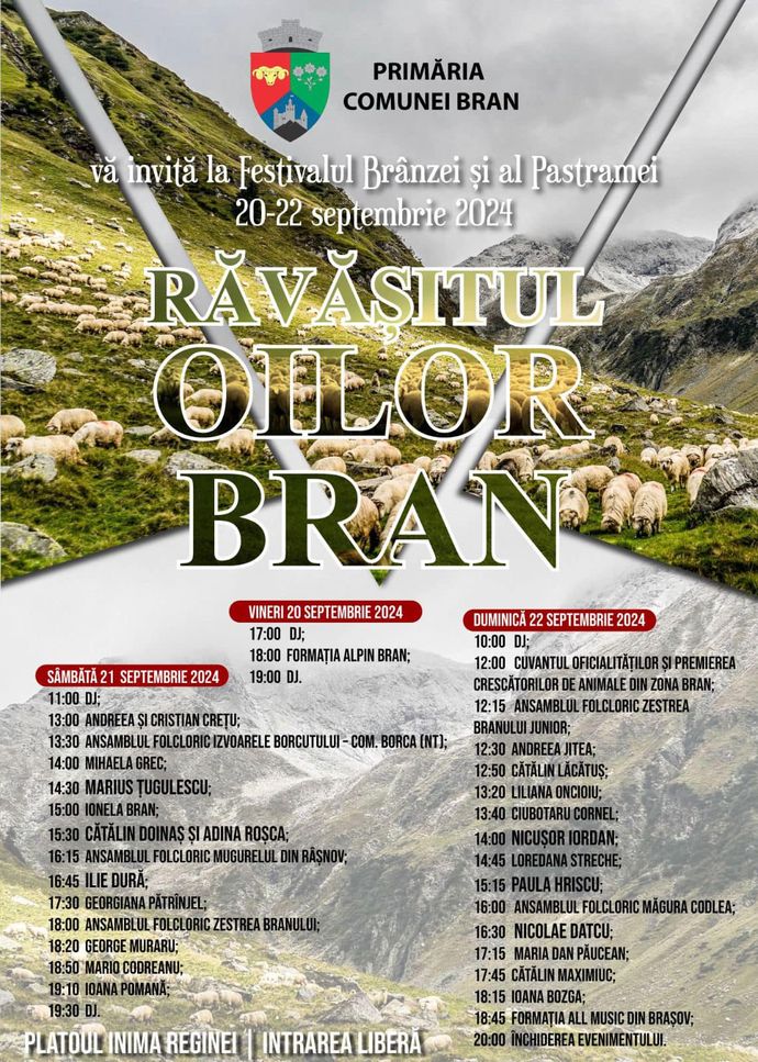 Festivalul Brânzei şi Pastramei „Răvăşitul Oilor”, la Bran: Programul complet al evenimentelor ...